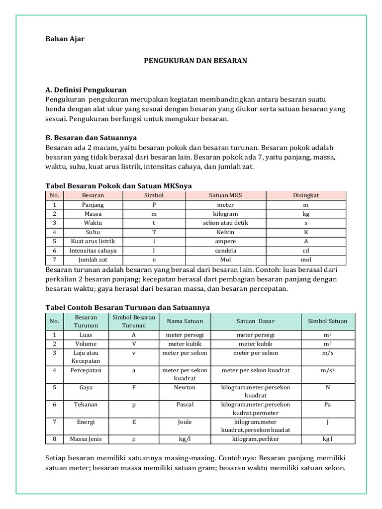 Pengukuran dan Besaran dalam Fisika | PDF | Metode & Bahan Ajar | Sains & Matematika