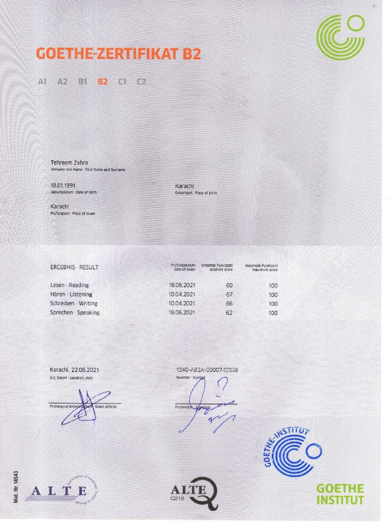 Goethe Zertifikat B2 | PDF