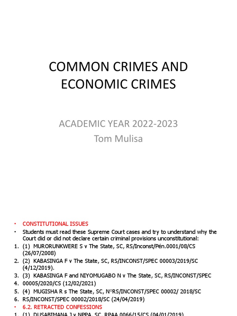 Common Crimes and Economic Crimes 2 Updated | PDF