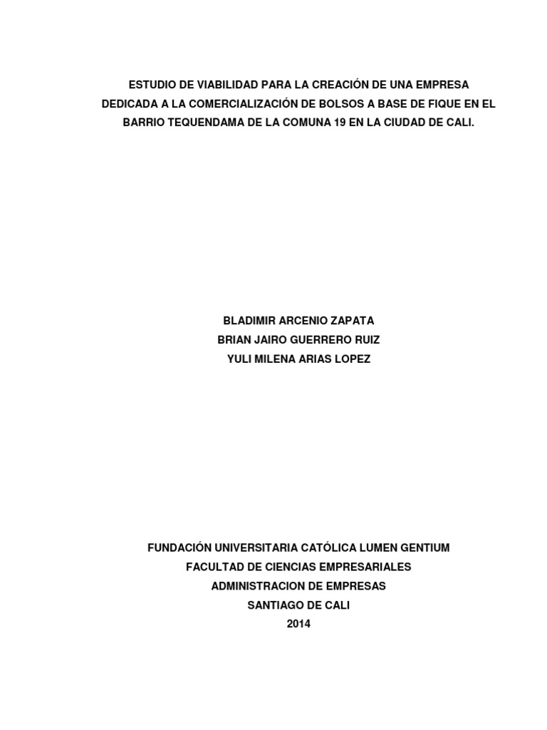 Estudio de Viabilidad para La Creacion D | PDF | Calidad (comercial) | Business