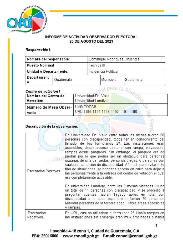 Informe Observador Electoral 2da. Vuelta 2023 Jornada de La Tarde ...