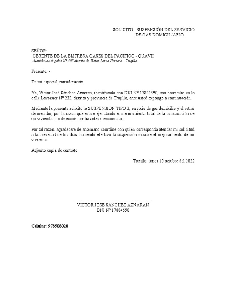 Modelo de Solicitud de Empresa Quavi - Gas Natural A Domicilio | PDF