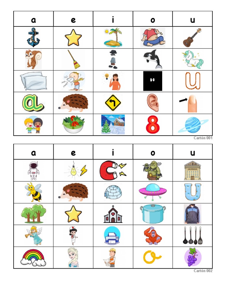 Bingo de Vocales | PDF