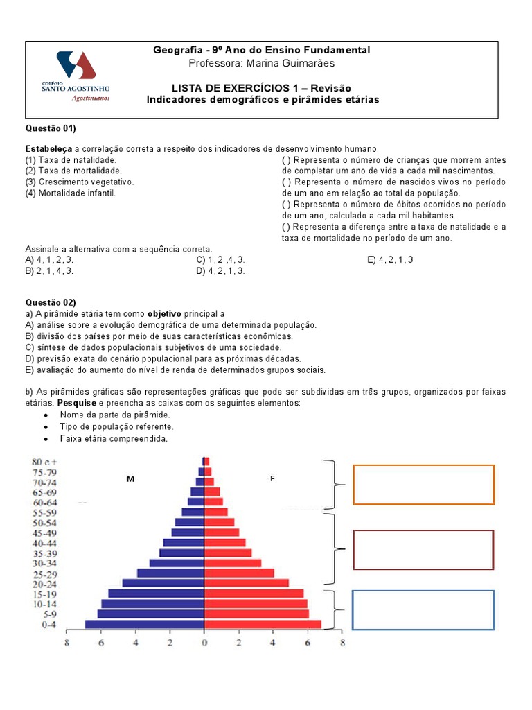 Lista de Exercícios 1 - Demografia | PDF