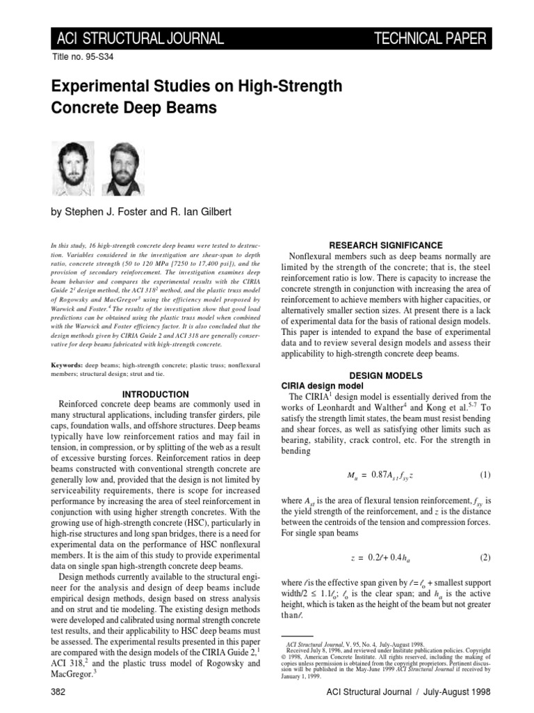 Experimental Studies On High-Strength Concrete Deep Beams: Aci ...