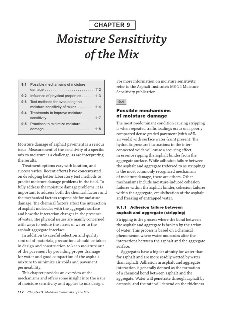 Moisture Sensitivity | PDF