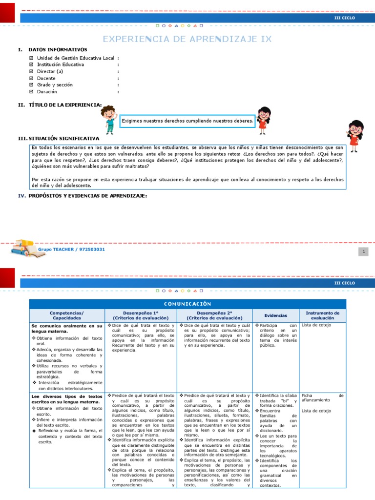 Experiencia de Aprendizaje Modelo | PDF | Evaluación | Aprendizaje