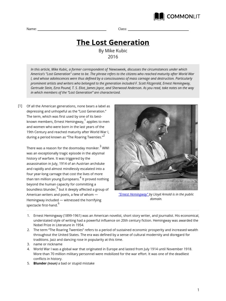 The Lost Generation-Teacher-12 | PDF