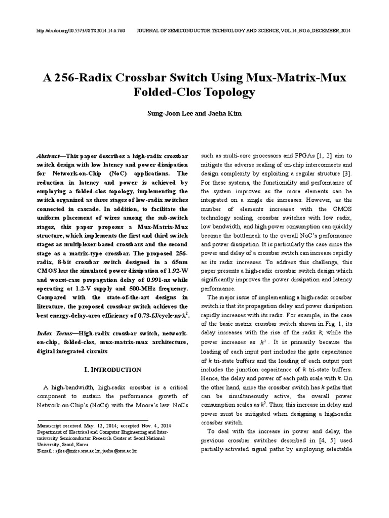 A 256-Radix Crossbar Switch Using Mux-Matrix-Mux Folded-Clos Topology | PDF | Computer Science ...