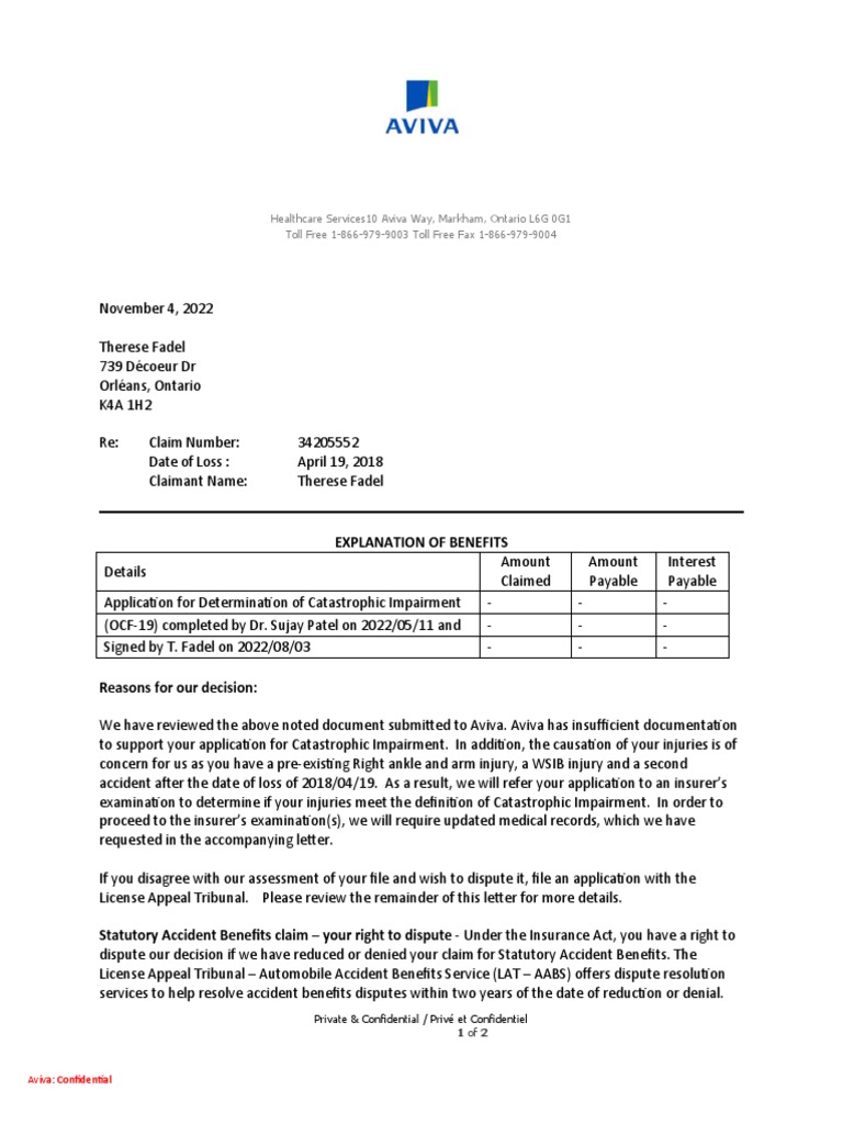 EOB 34205552 CAT Initial Denial 20221104 | PDF