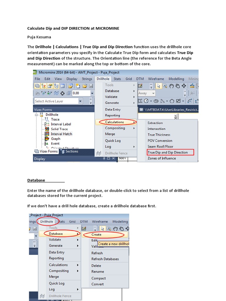 Calculate Dip and DIP DIRECTION from alpha beta in MICROMINE | PDF