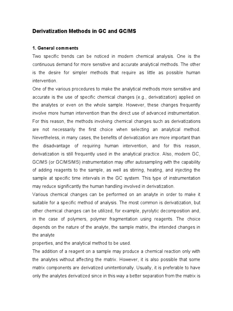 Derivatization Methods in GC and GC | PDF | Mass Spectrometry | Ester