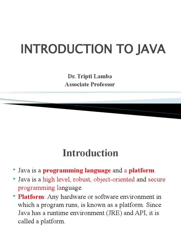 01 Java Introduction To Java | PDF | Java (Programming Language) | Java (Software Platform)