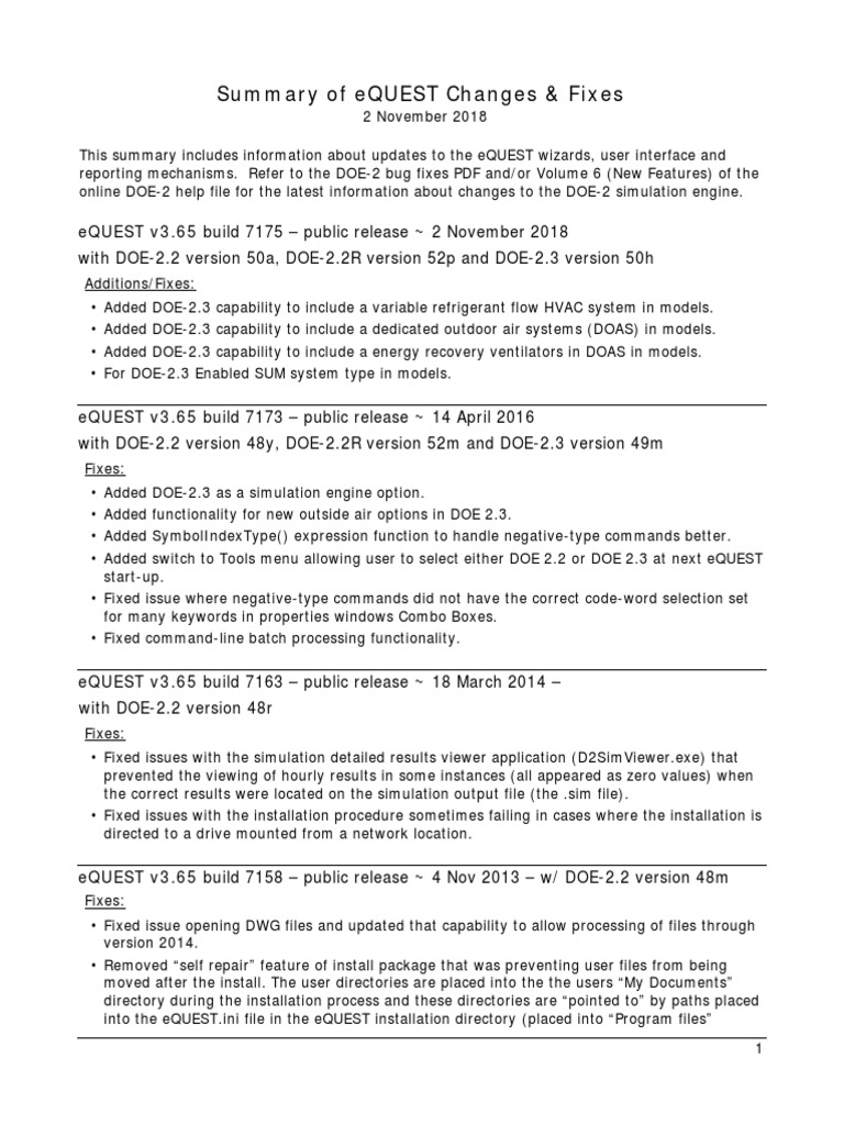 eQUEST v3 65 Update Summary | PDF | Shell (Computing) | Microsoft Windows