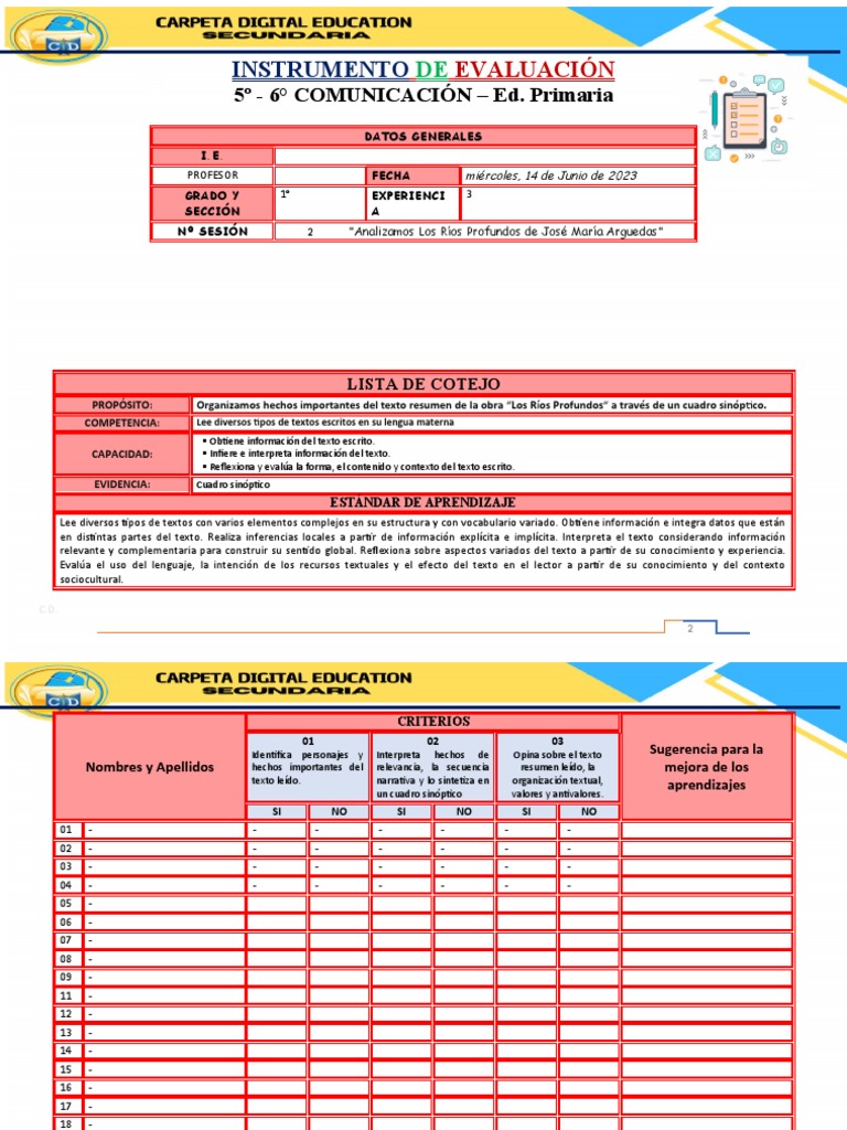 5toy6to - Instrumento de Evaluación - Lista de Control2 | PDF | Comunicación humana | Ciencia ...