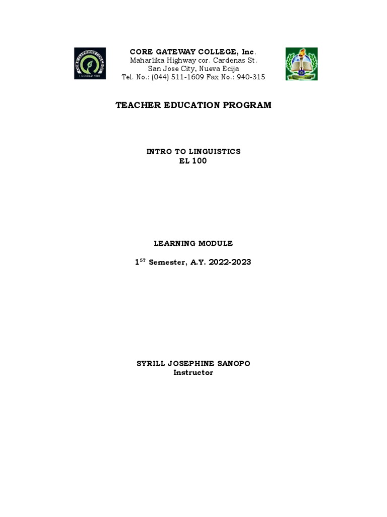 Intro To Linguistic Module | PDF | Language Acquisition | Learning