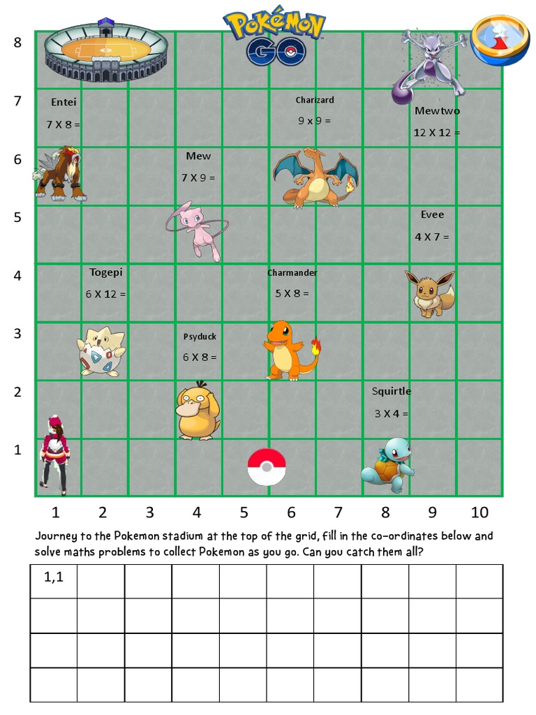 Math Adventure to Catch Pokémon | PDF