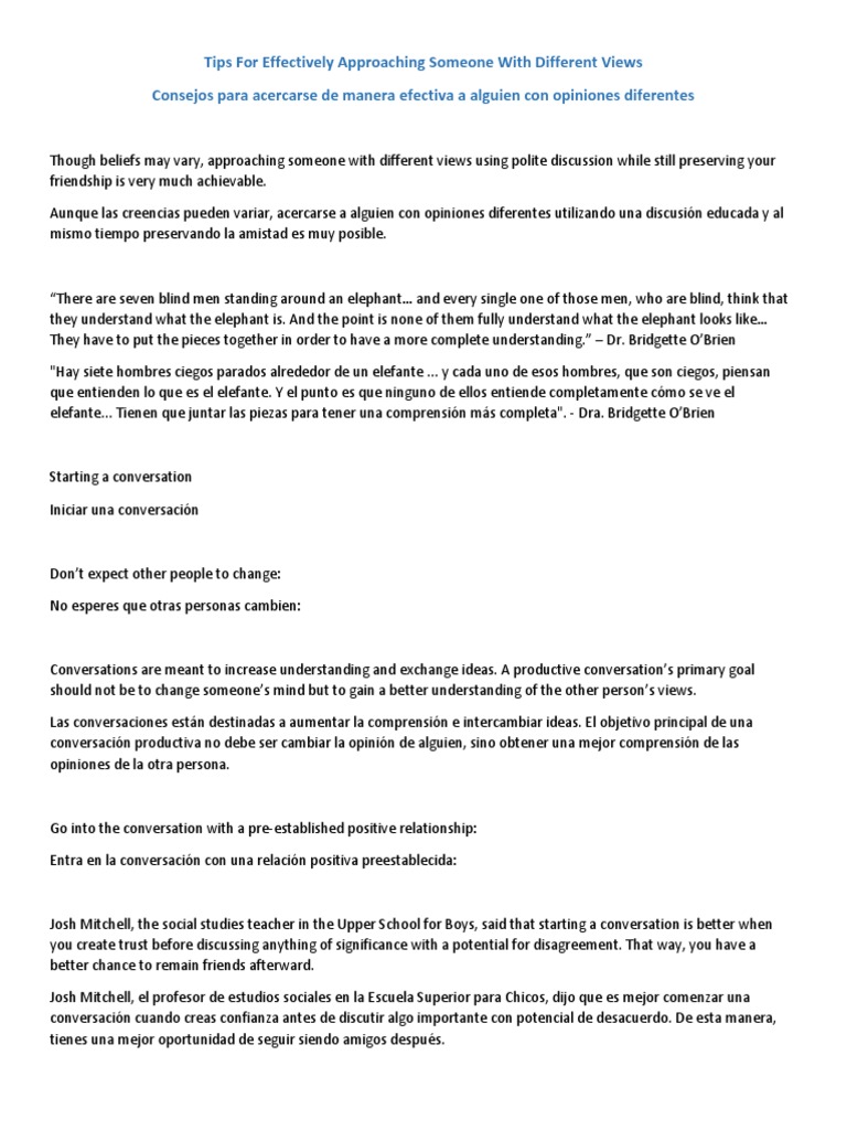 Tips For Effectively Approaching Someone With Different Views | PDF ...
