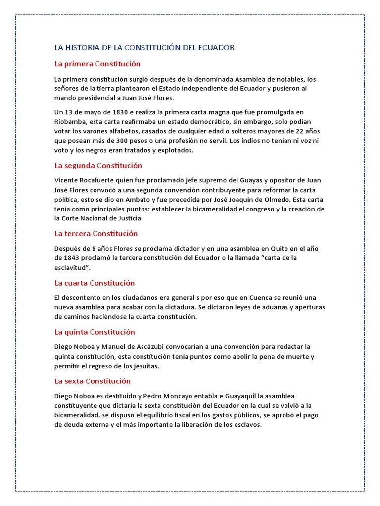 La Historia De La Constitución Del Ecuador 2 Pdf Gobierno