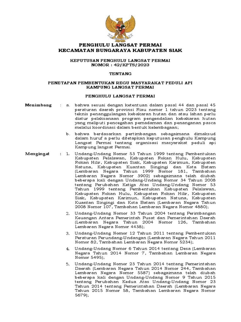 Pembentukan Regu Peduli Api Langsat Permai | PDF