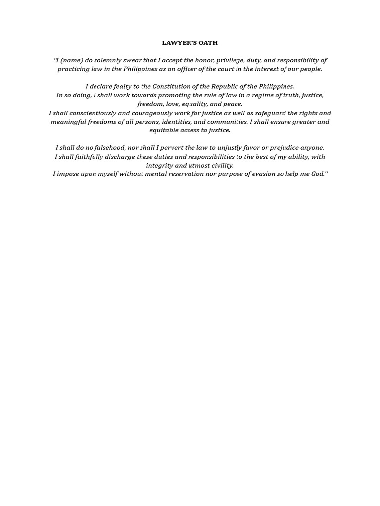 New Lawyers Oath - Philippines | PDF