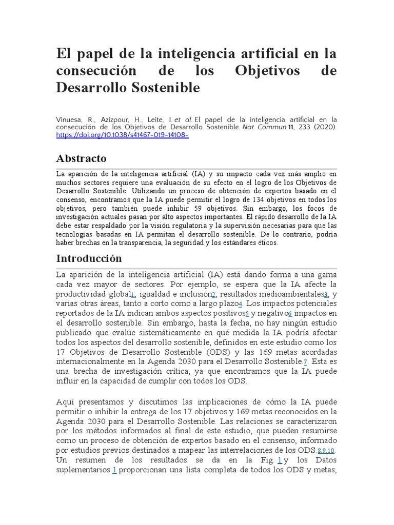 El Papel de La Inteligencia Artificial en La Consecución de Los ...