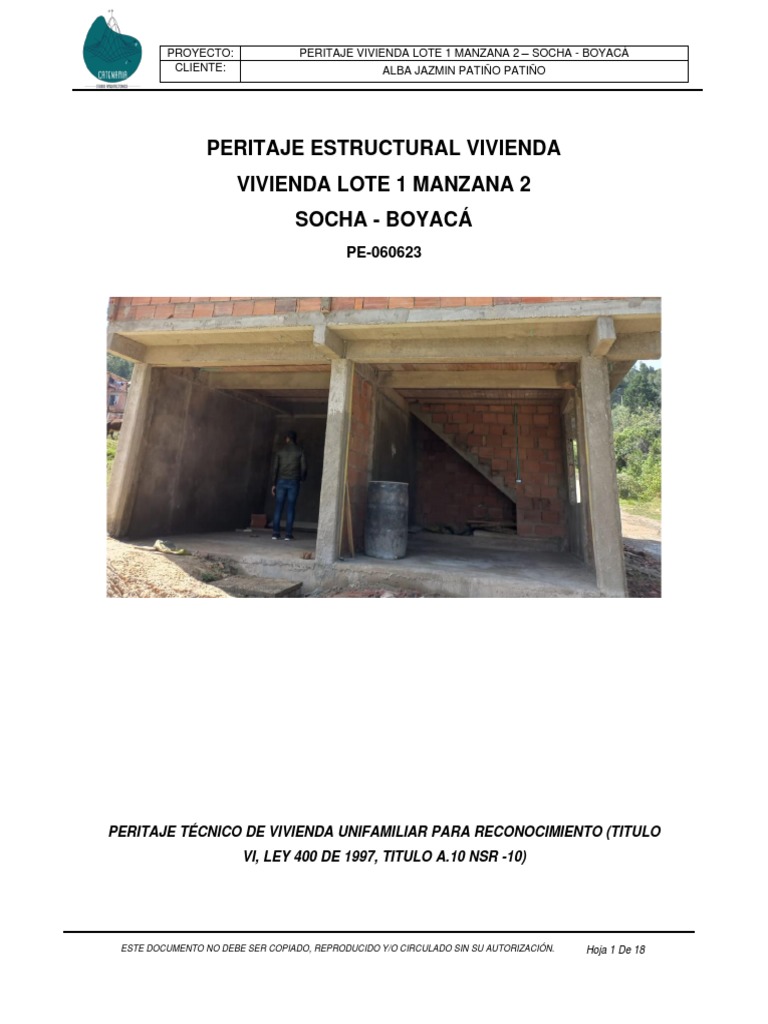 Peritaje Estructural Vivienda Socha Boyacá | PDF
