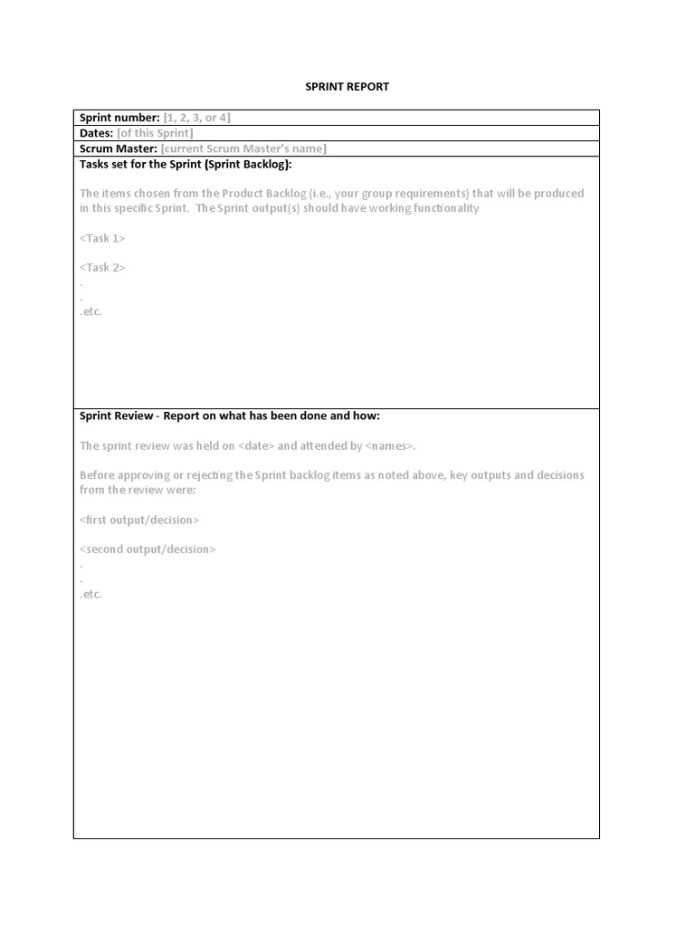 Sprint Report Template | PDF