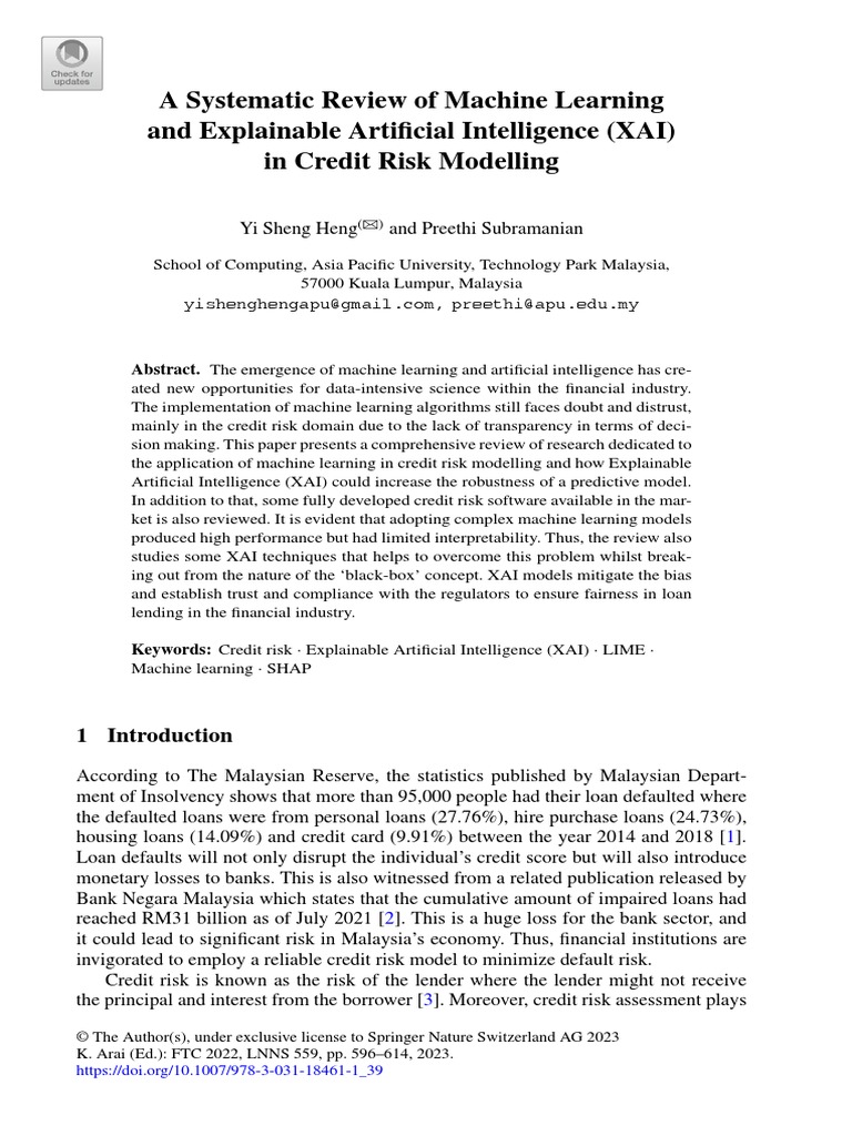 A Systematic Review of Machine Learning and Explainable Artificial Intelligence (XAI) in Credit ...