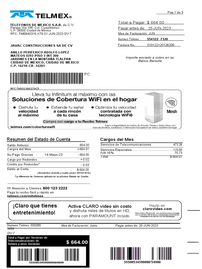 Comprobante de Domicilio TELMEX | PDF