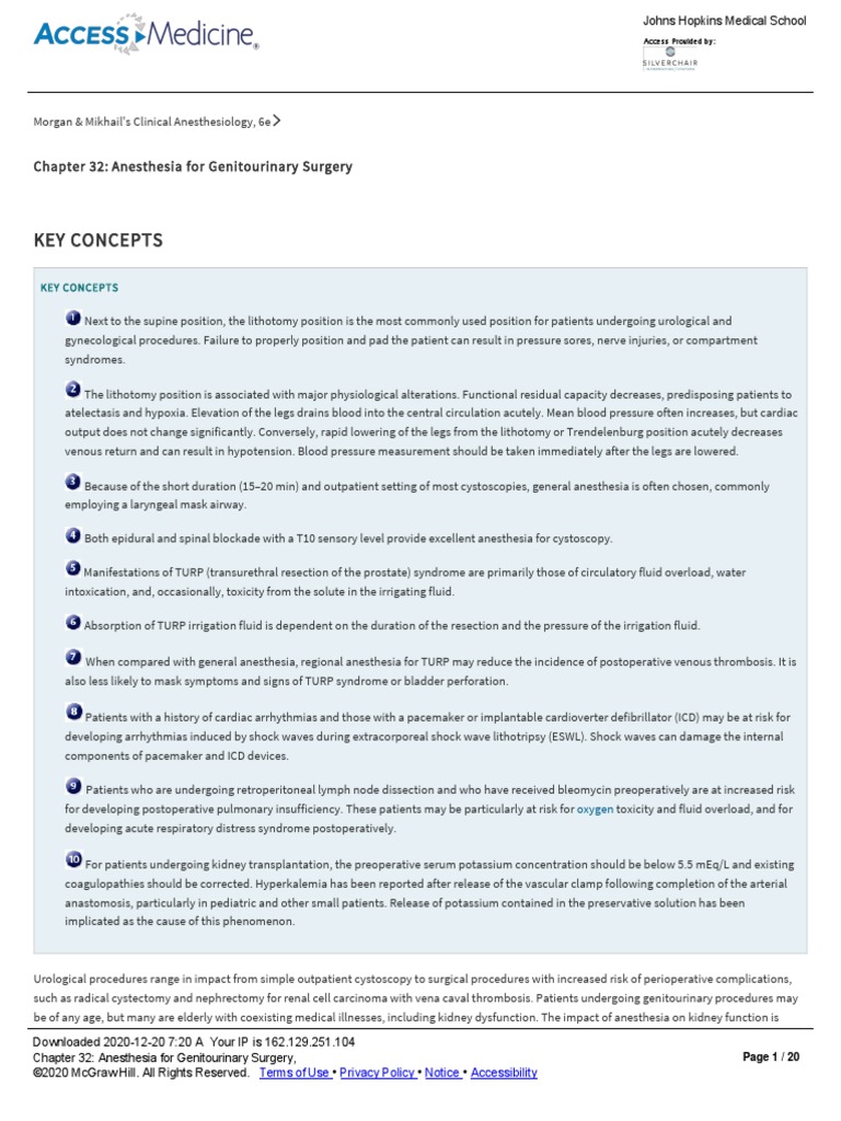 Chapter 32 - Anesthesia For Genitourinary Surgery | PDF | Anesthesia ...