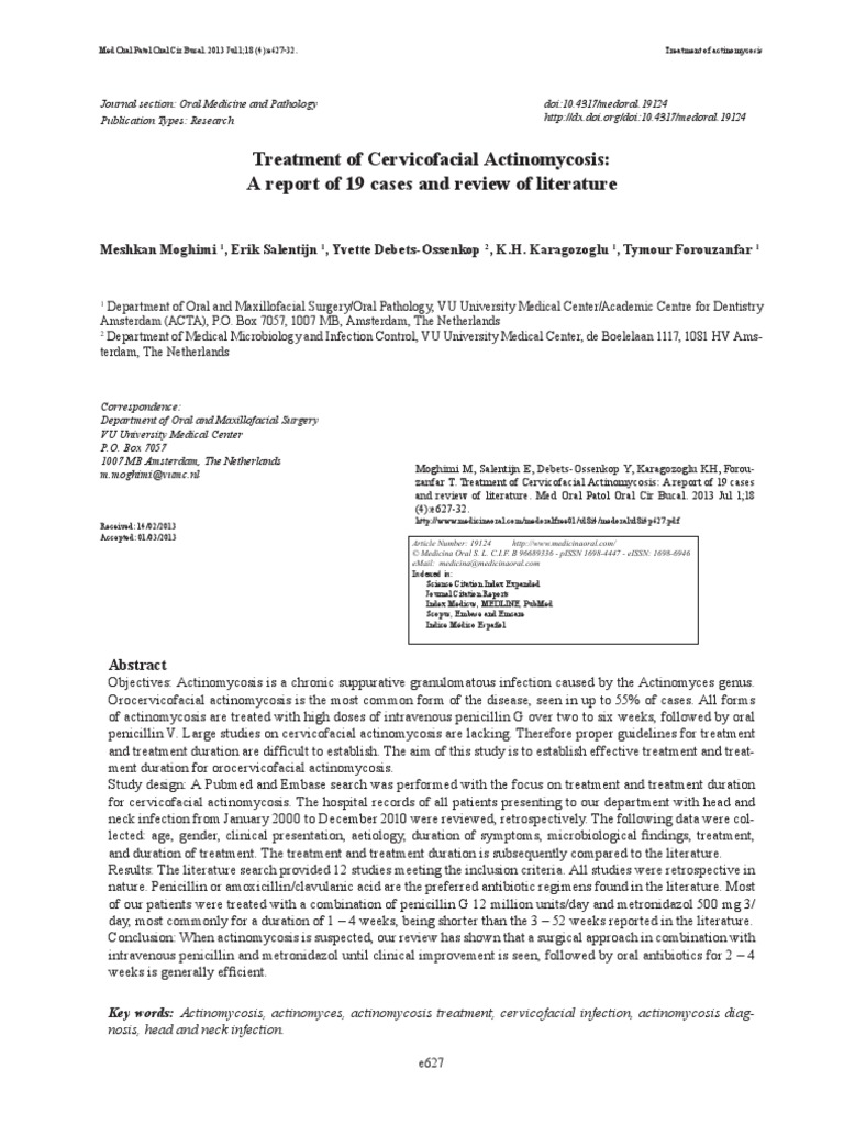 Cervicofacial Actinomycosis Treatment Study | PDF | Health Sciences ...