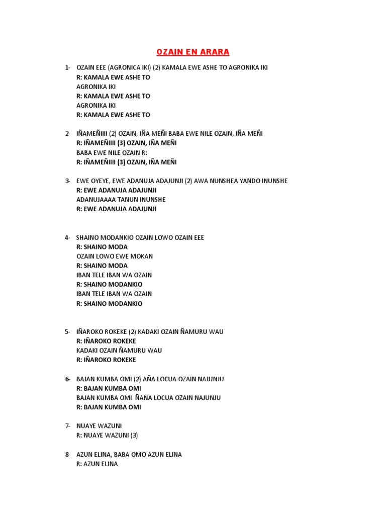 Cantos Ozain en Arará | PDF | Arte