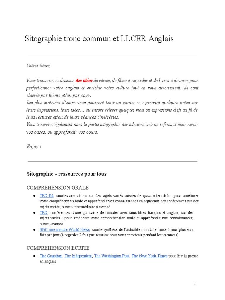 Sitographie Llcer | PDF