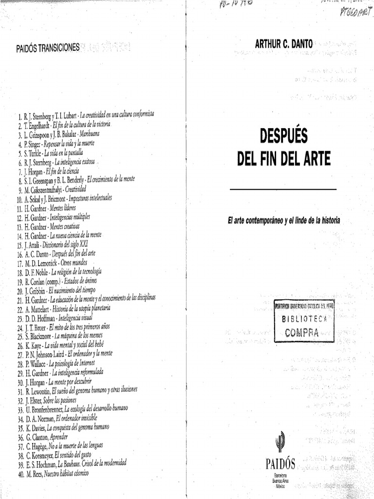 Arthur Danto, Después Del Fin Del Arte | PDF