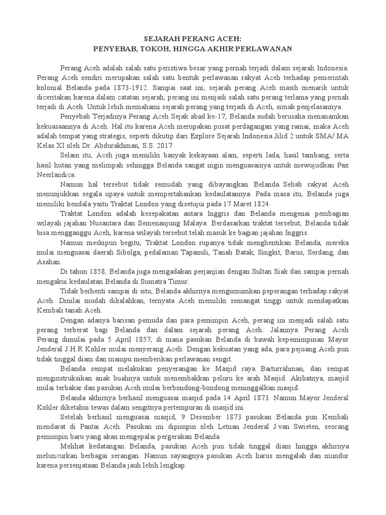 Sejarah Perang Aceh | PDF | Perjalanan