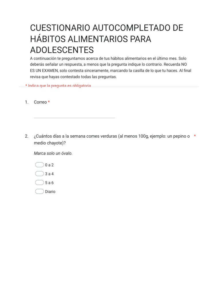 CUESTIONARIO AUTOCOMPLETADO DE HÁBITOS ALIMENTARIOS PARA ADOLESCENTES ...