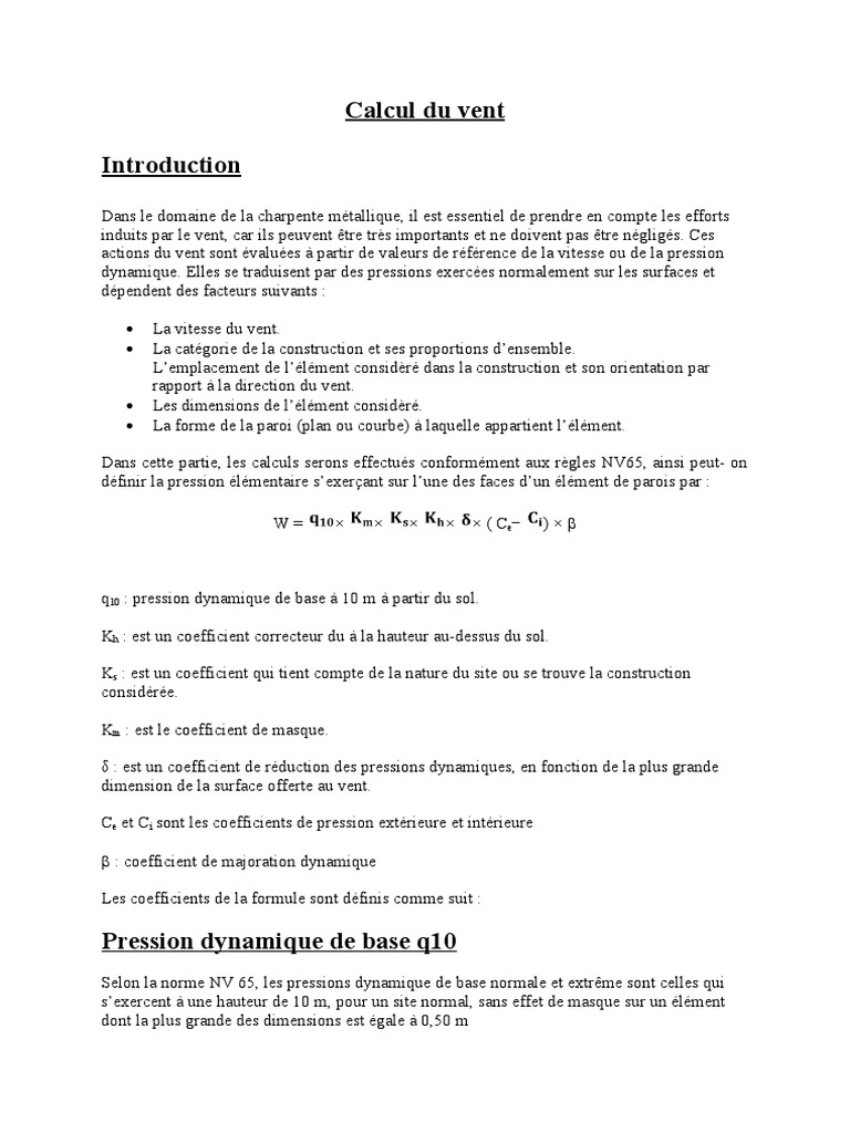 Calcul du vent | PDF