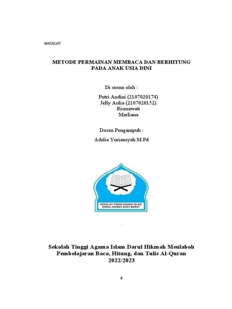 Metode Permainan Calistung Anak | PDF | Karier & Perkembangan