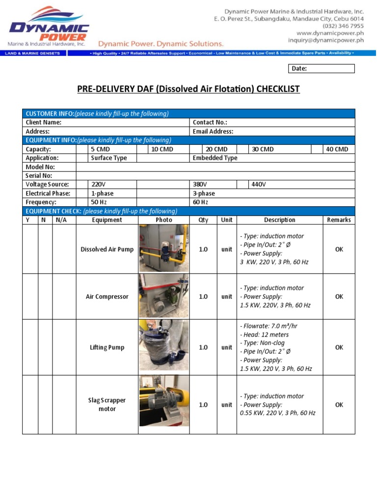 Pdi Checklist Latest (Daf) | PDF | Mains Electricity | Power Supply