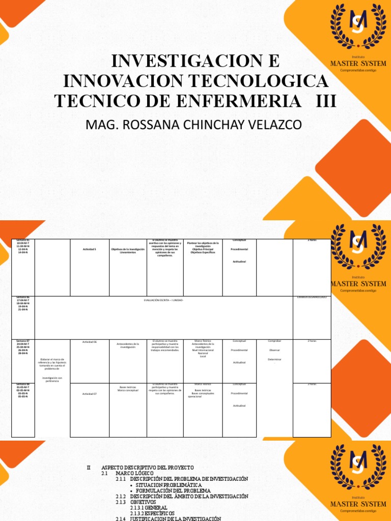 Investigacion e Innovacion Tecnologica Tecnico de Enfermeria Master Sistem Tecnicas | PDF ...