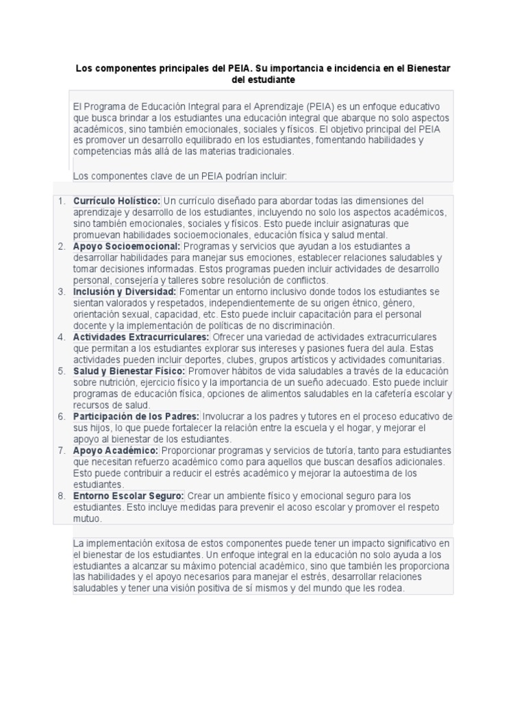 Los Componentes Principales Del PEIA | PDF