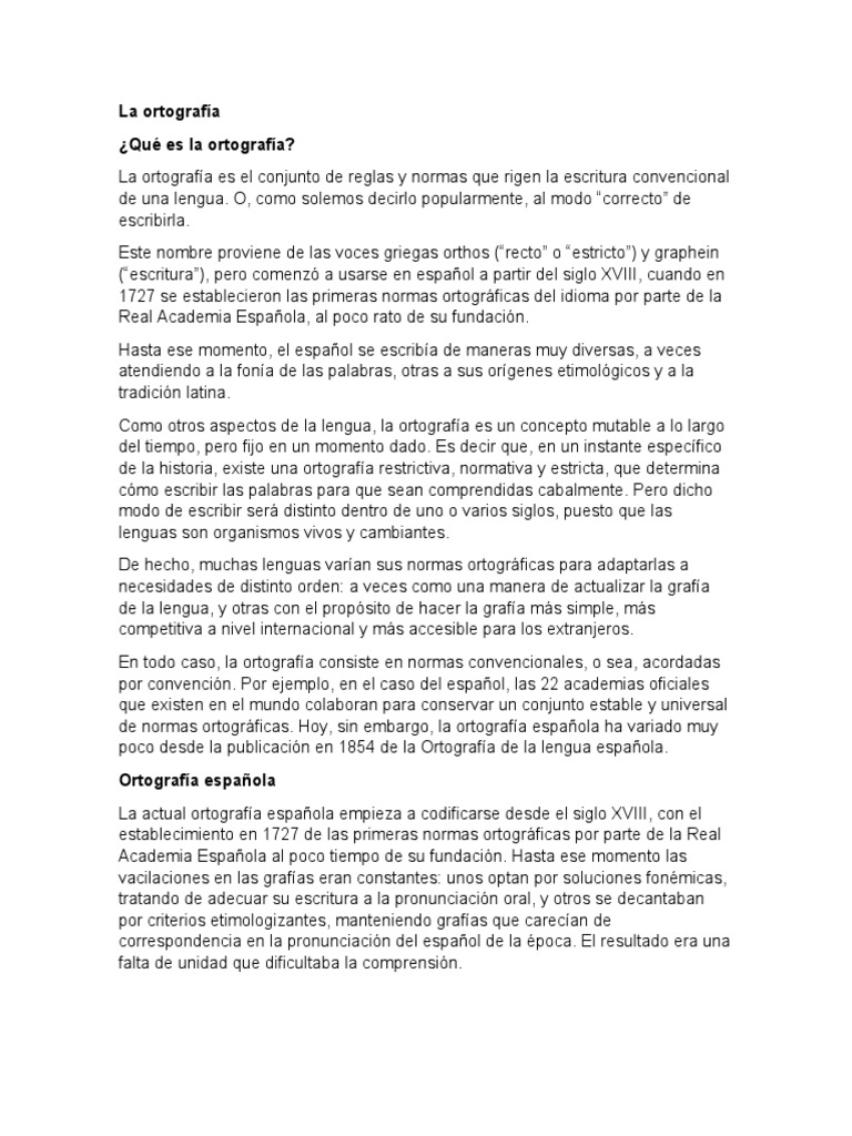 Importancia y características de la ortografía | PDF | Ortografía ...