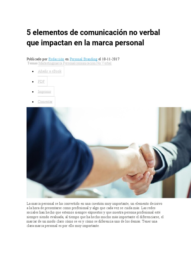 5 Elementos de Comunicacion No Verbal Que Impactan en La Marca Personal | PDF | Marca | Comunicación