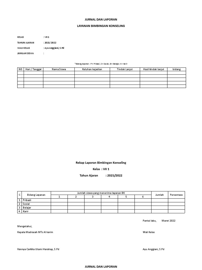 Laporan Layanan BK | PDF