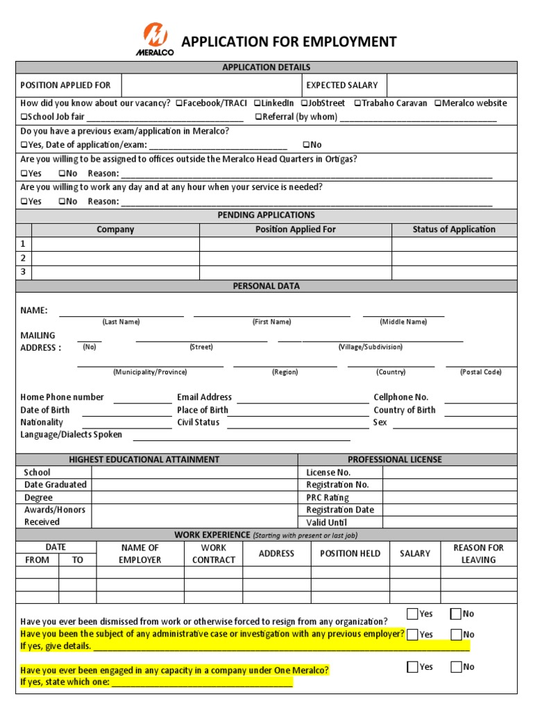 HR Application Form As of 2022 | Download Free PDF | Non Disclosure ...