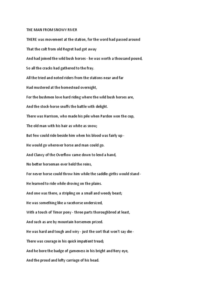The Man From Snowy River | PDF | Horses | Equus (Genus)