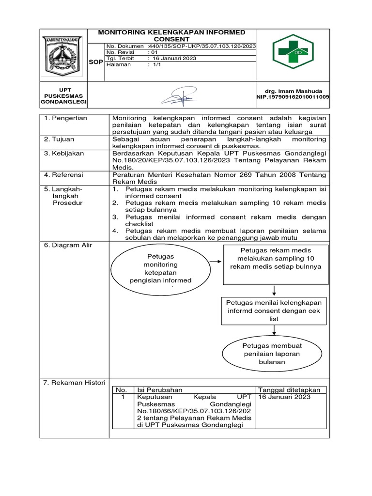 1.sop Monitoring Kelengkapan Informed Consent | PDF