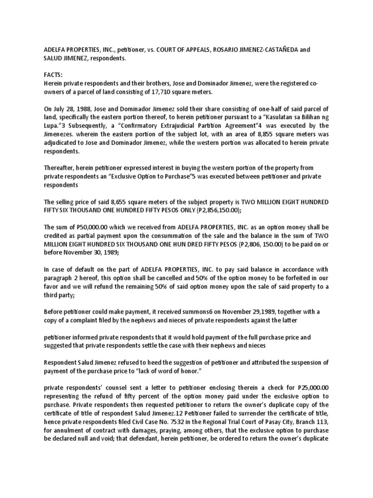 CASE DIGEST EARNEST MONEY (AutoRecovered) | PDF | Deed | Justice
