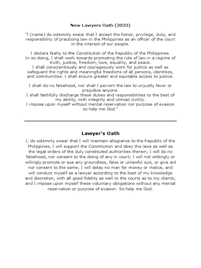 Lawyers Oath | PDF
